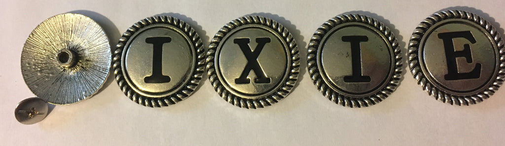 SET OF 5 CONCHOS - D I X I E - ALL 1 1/8 INCH LETTERS – CONFEDERATE ...